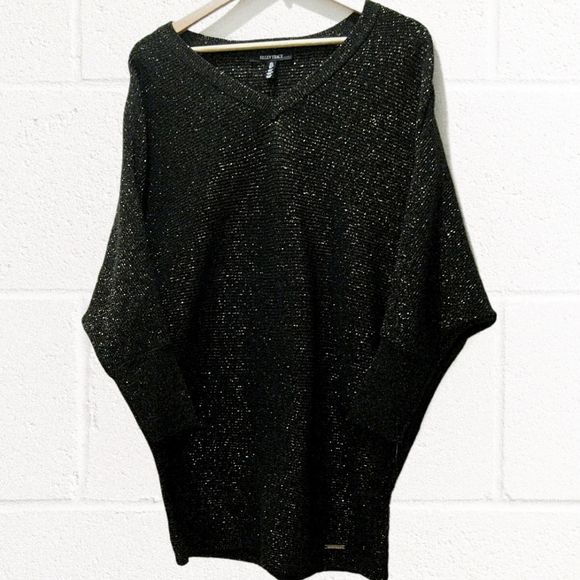 Ellen Tracy | Sweaters | Ellen Tracy Black Gold Metalic Oversized Tunic ...